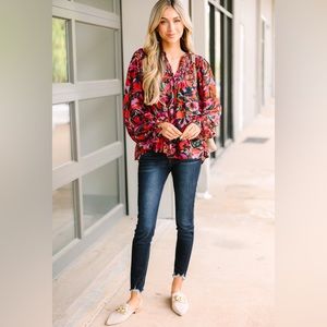 entro | Tops | Nwt Entro Keep An Eye Out Hunter Green Ditsy Floral ...